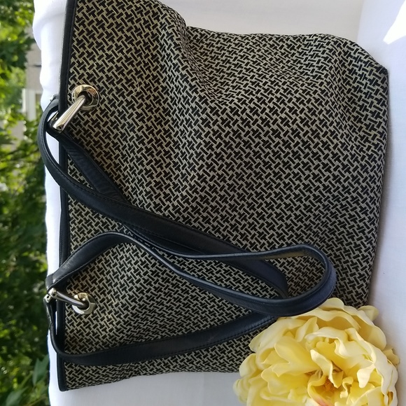 Talbots | Bags | Talbots Signature Fabric And Dark Navy Leather ...